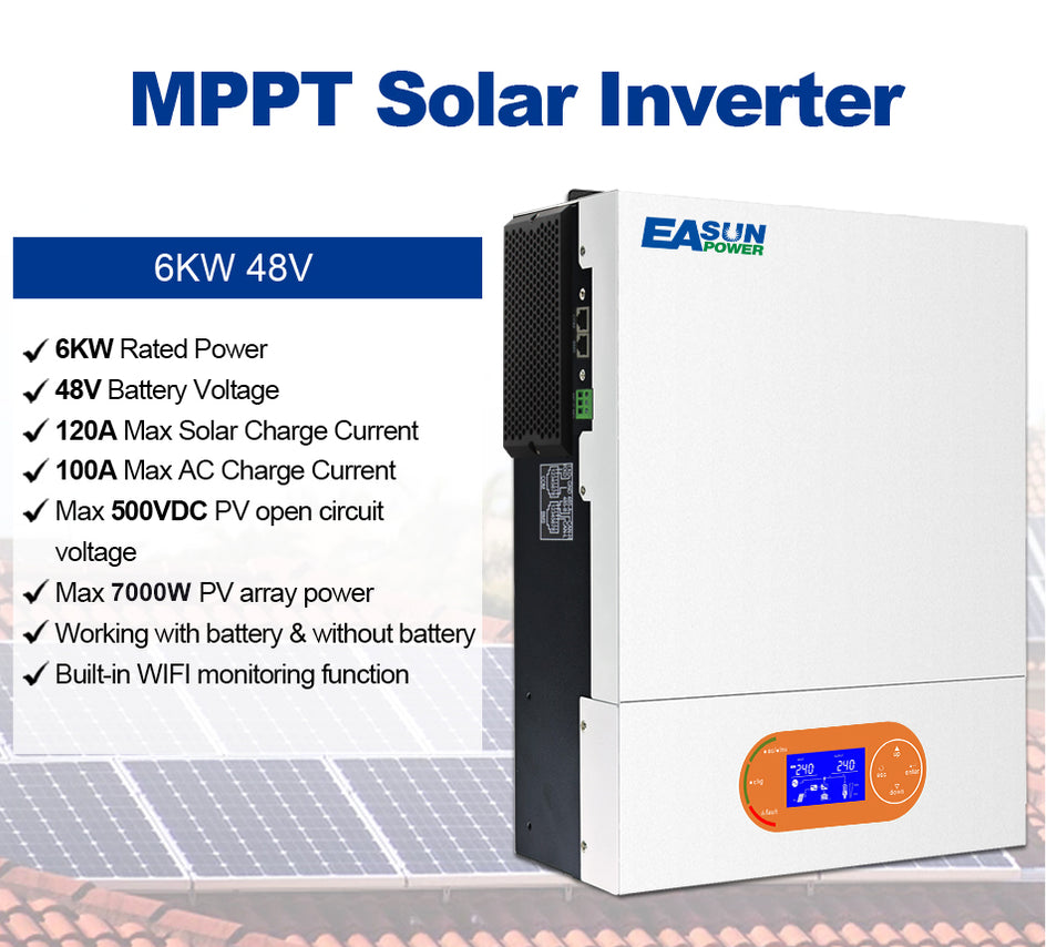 Easun 6KW Solar Inverter MPPT Off Grid Inverter 48V 120A With WiFi BMS ...